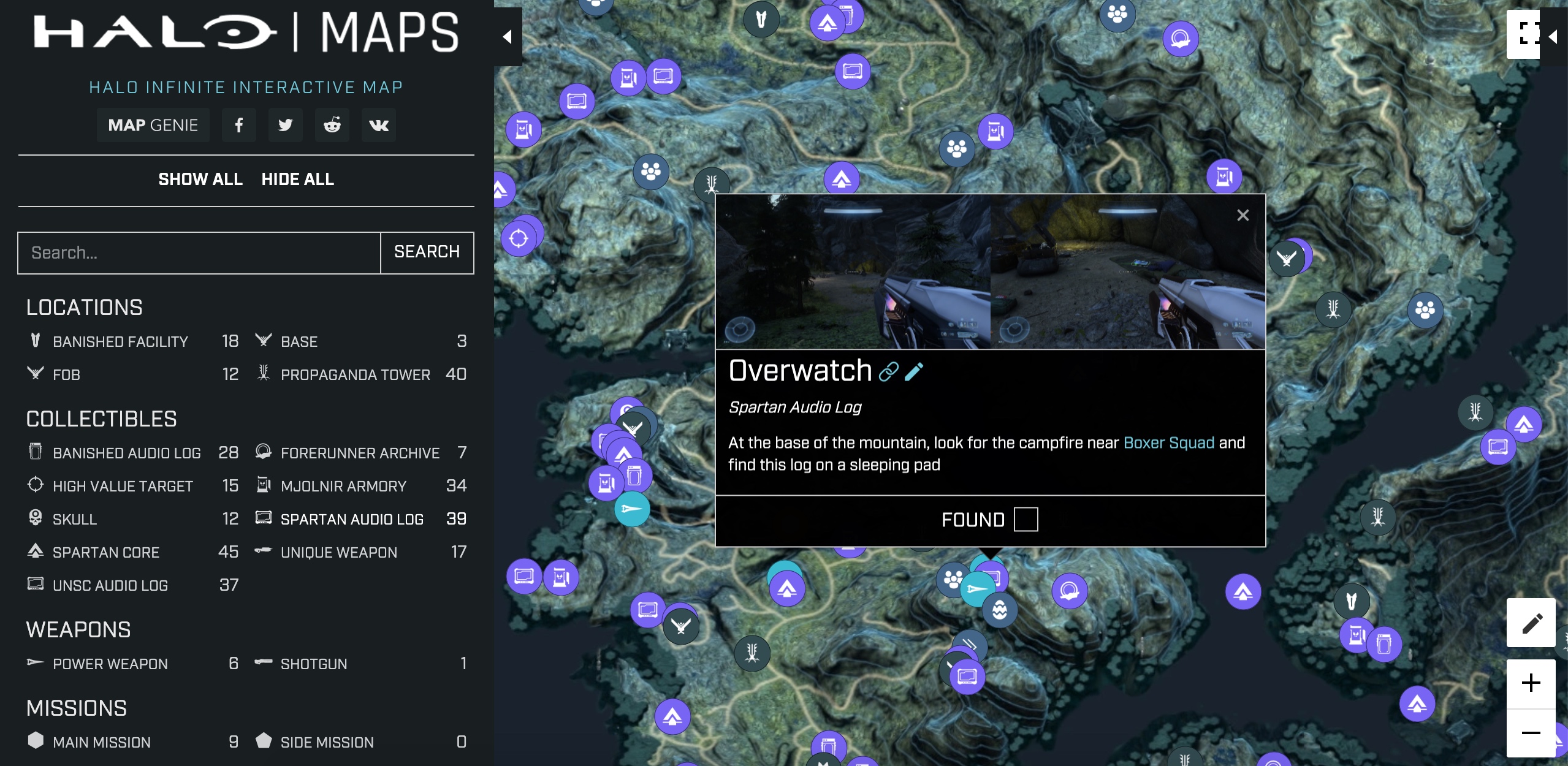 Halo Infinite Halo Infinite Interactive Collectibles Map Halo Infinite Halo Infinite Interactive Collectibles Map