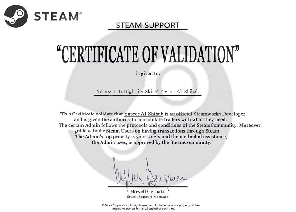 Steam Community :: :: My Certificate