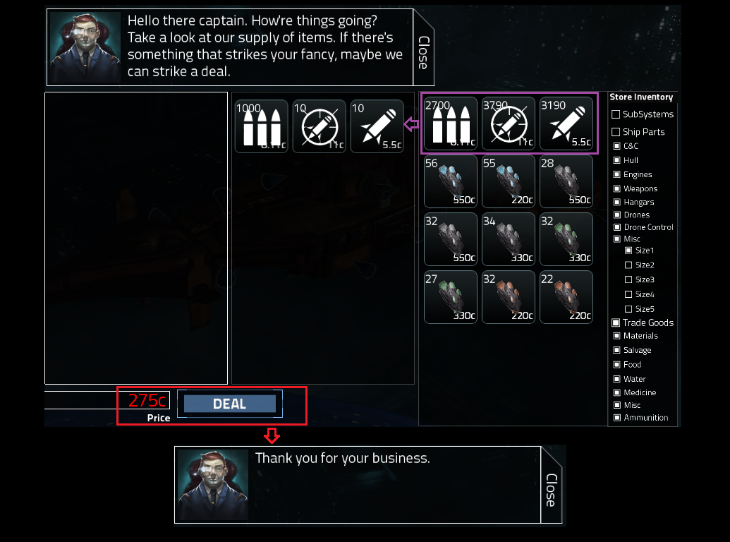 Kinetic Void: Store and Inventory (and Adding Ammo to your ship ...
