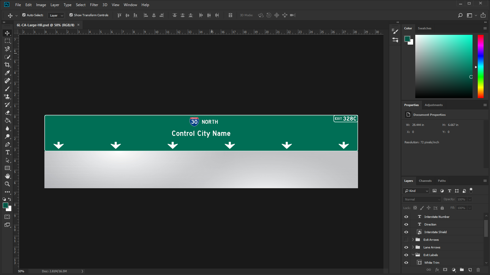 Procedural Objects Freeway (Highway) Untextured HR Sign Customization ...